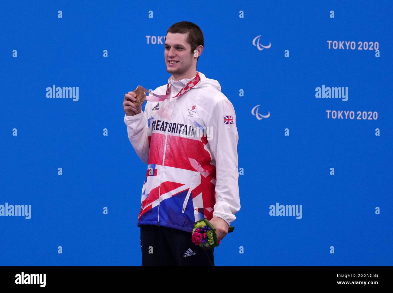 Great Britain's Reece Dunn on the podium after winning bronze in the ...