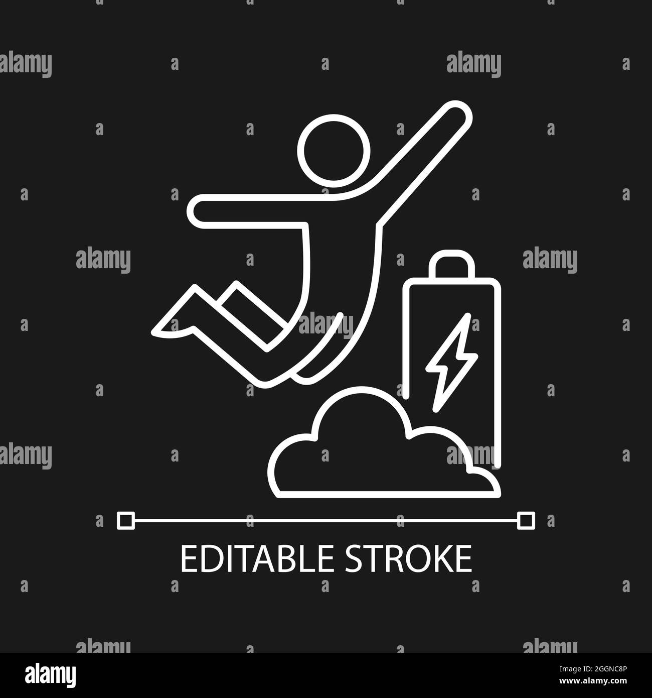 Increased energy white linear icon for dark theme Stock Vector Image ...