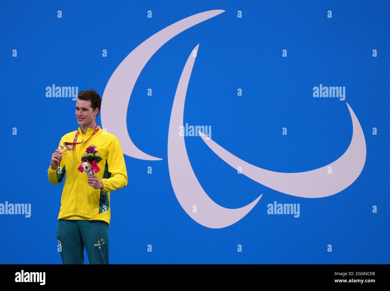 Australia's Benjamin Hance on the podium with the gold medal after the ...