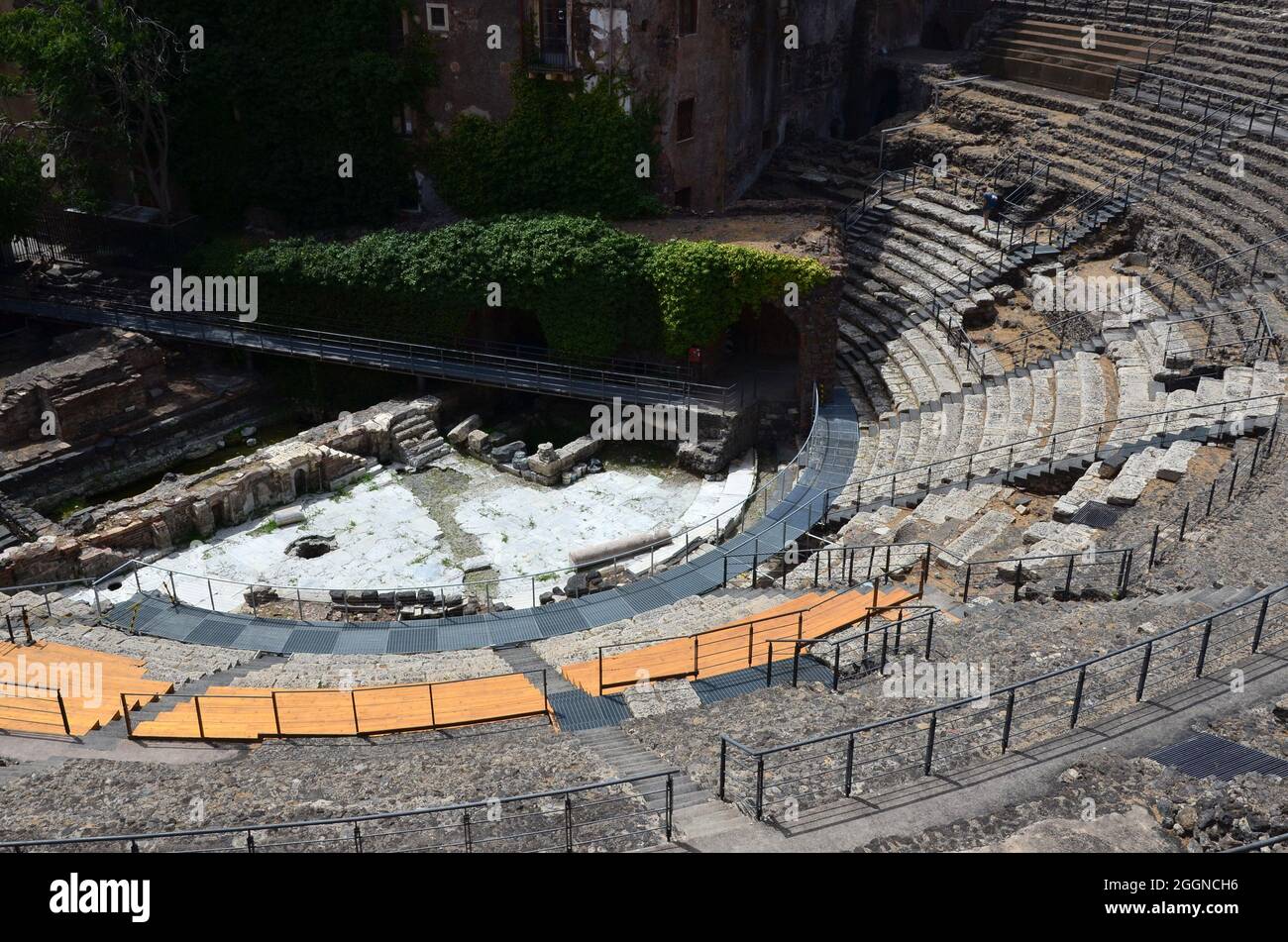 Ancient Greek-Roman amphitheatre in Catania, Sicily in the summer of ...