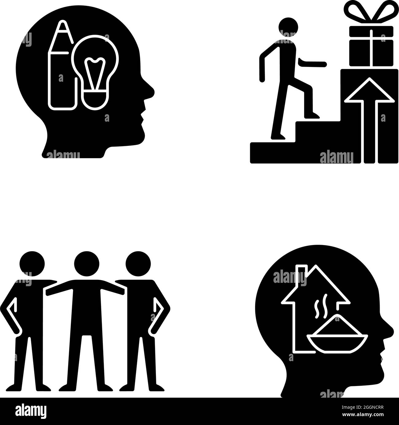 Motivational boosters black glyph icons set on white space Stock Vector ...