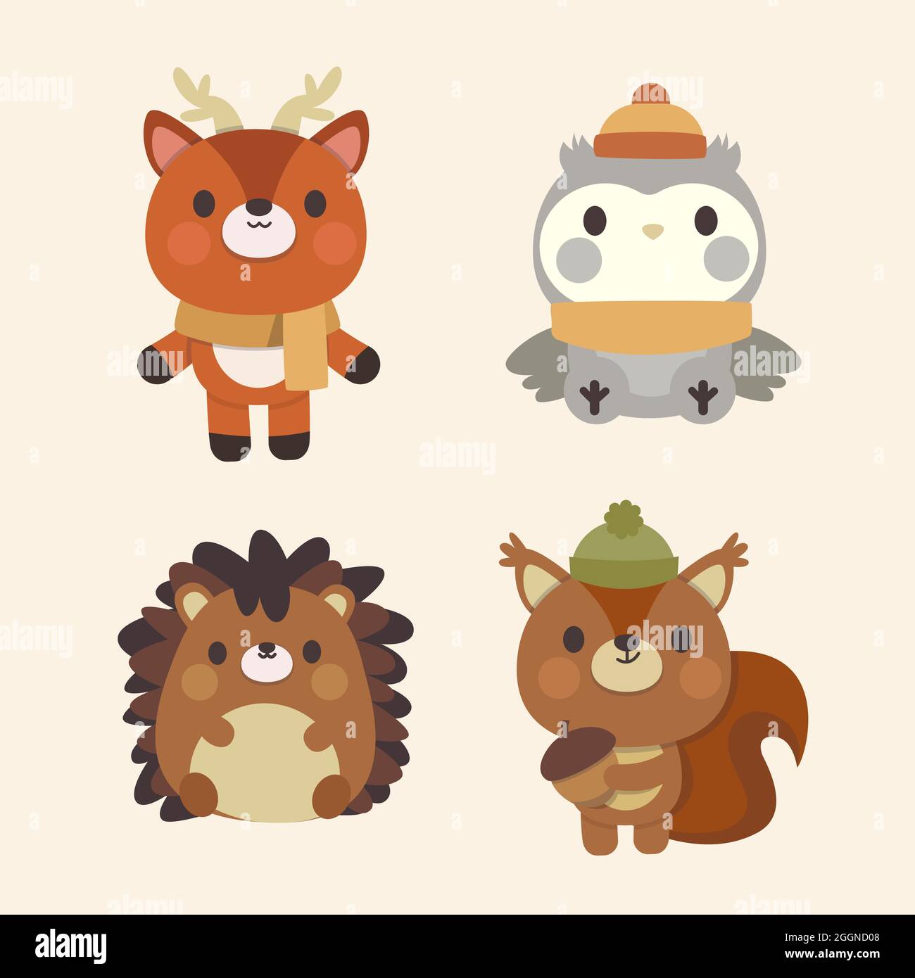Flat autumn animals collection Vector illustration Stock Vector Image ...