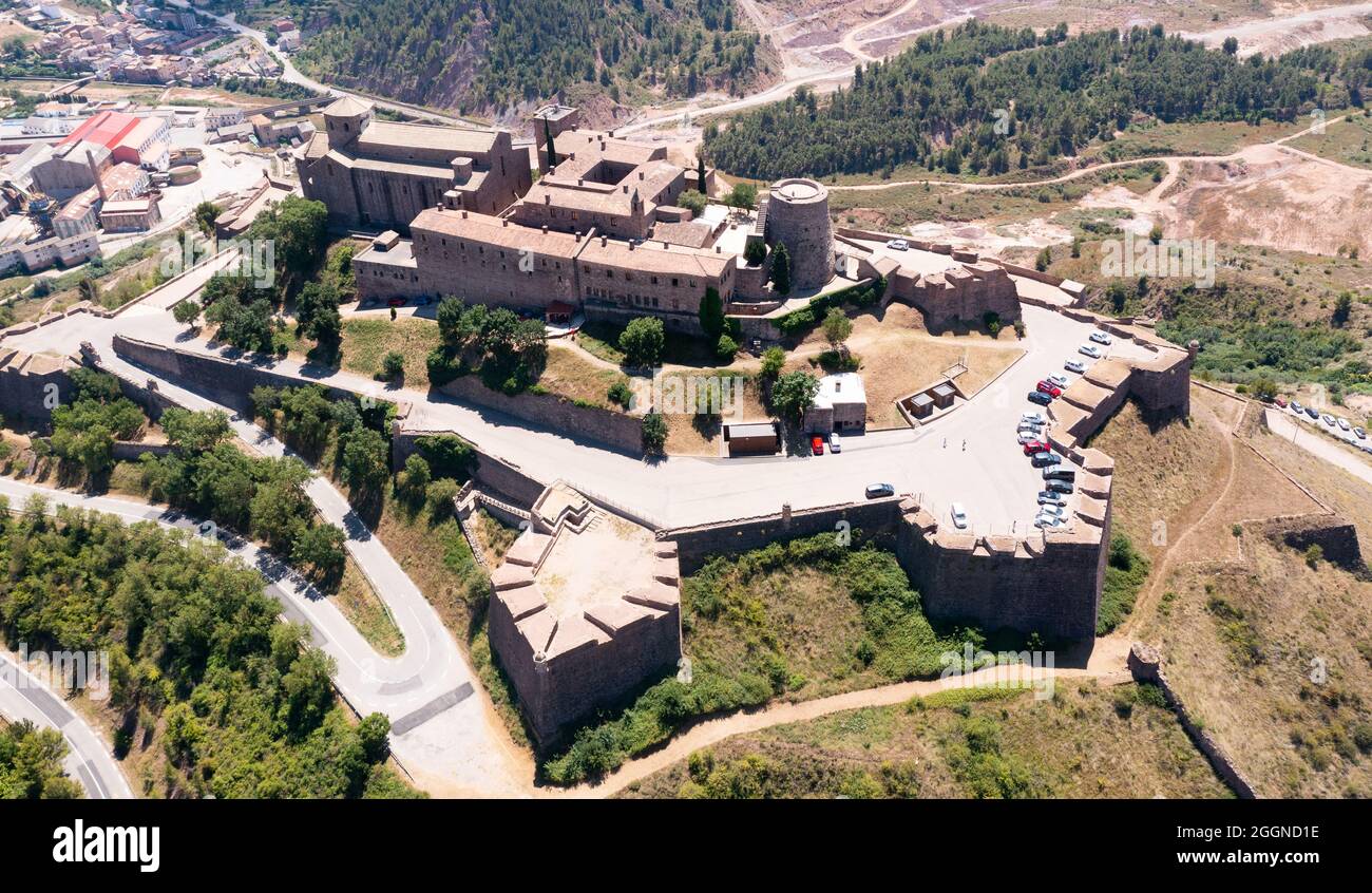 Ancient fortified castle complex of Cardona on hill, Spain Stock Photo ...