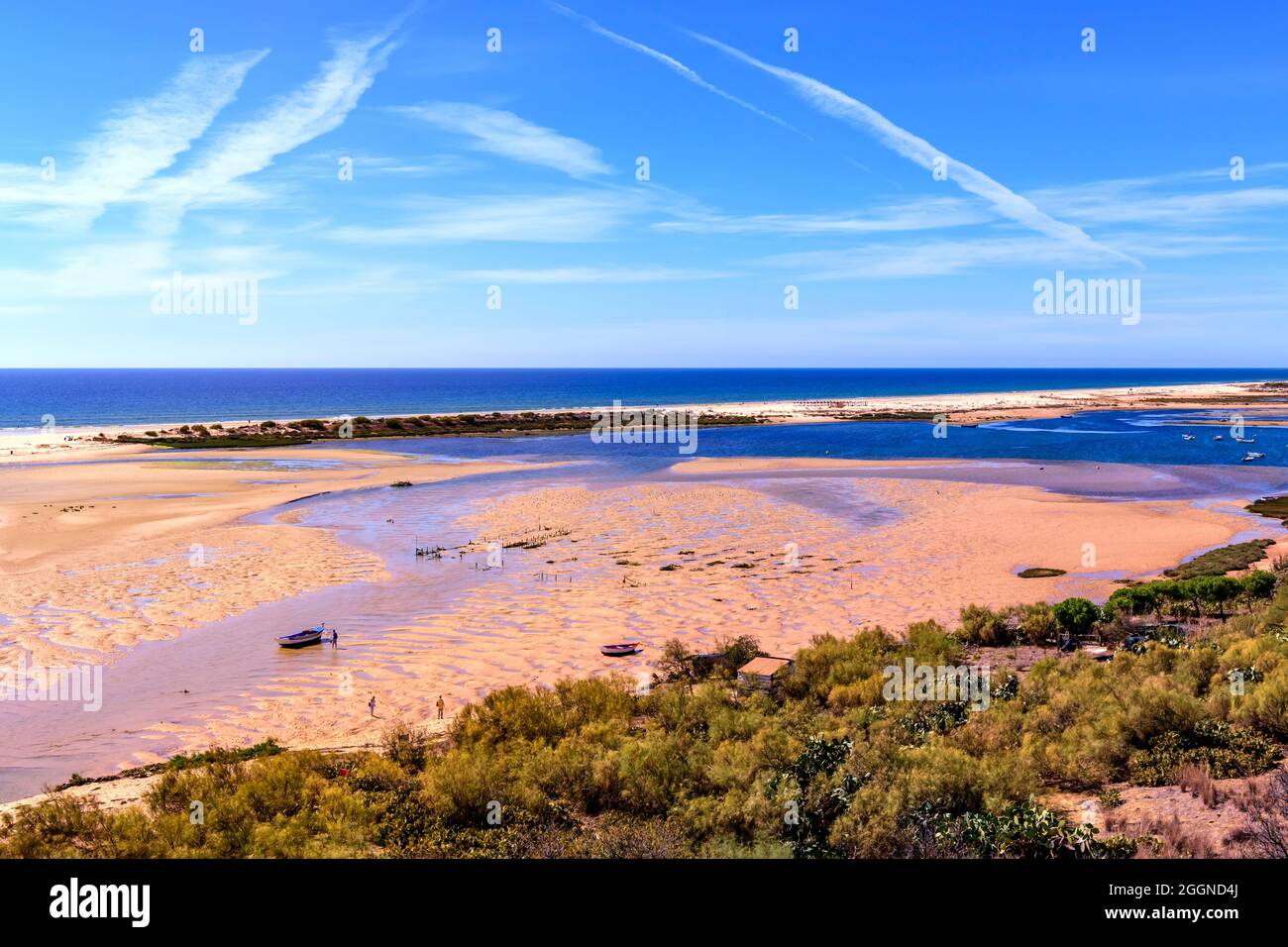 The Rio Ria Formosa national natural park and sea at Caselo Velha ...