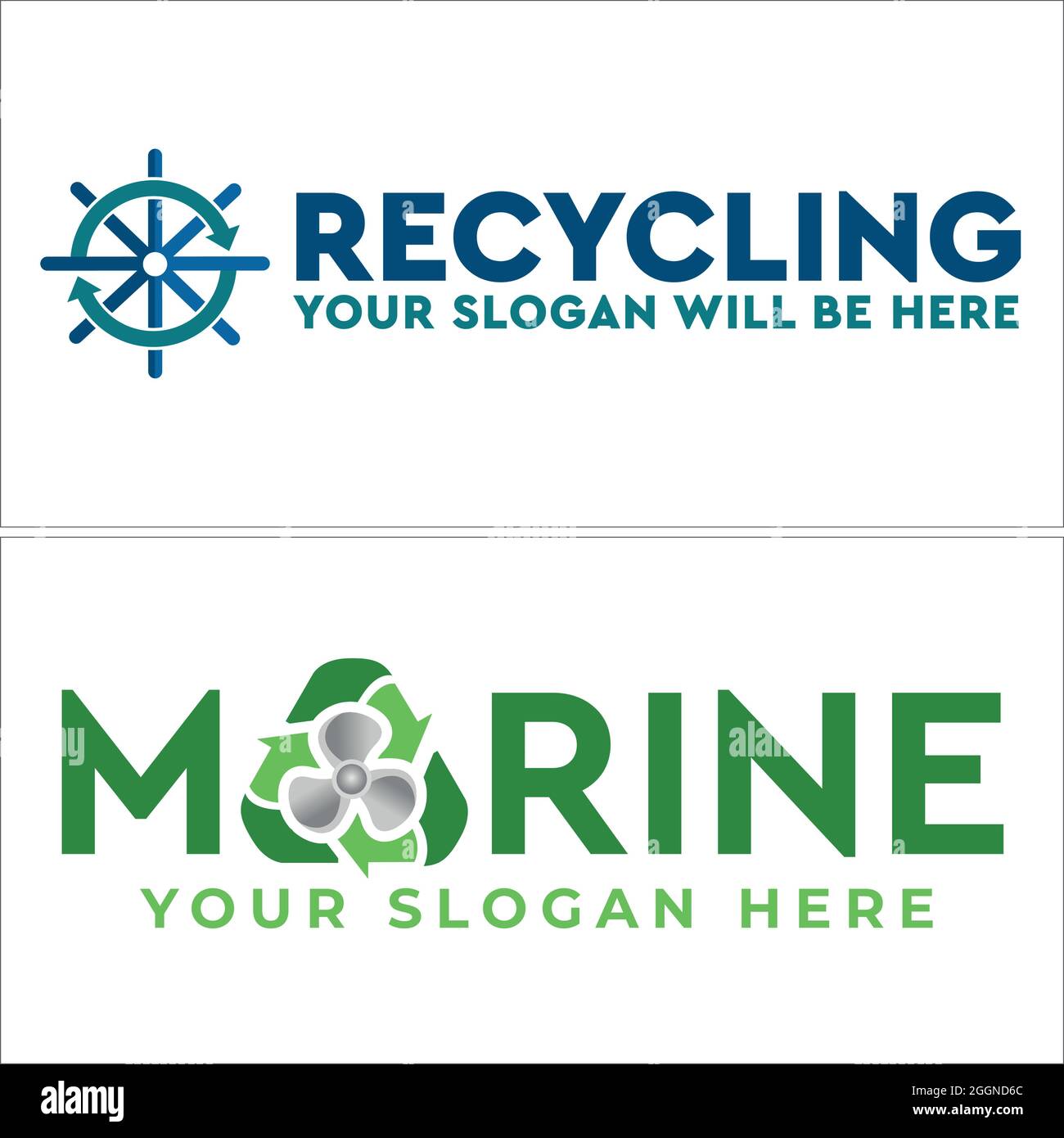 Recycling with ship steering and triangle fast arrow logo design Stock ...