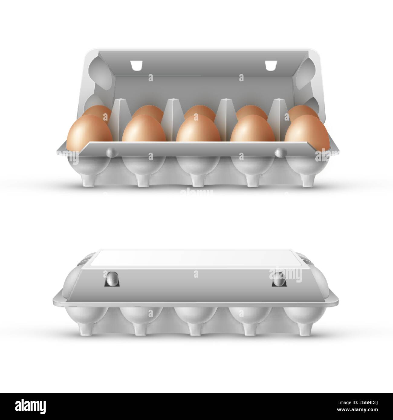 Egg tray 3d realistic vector template set . 3D illustration Stock ...