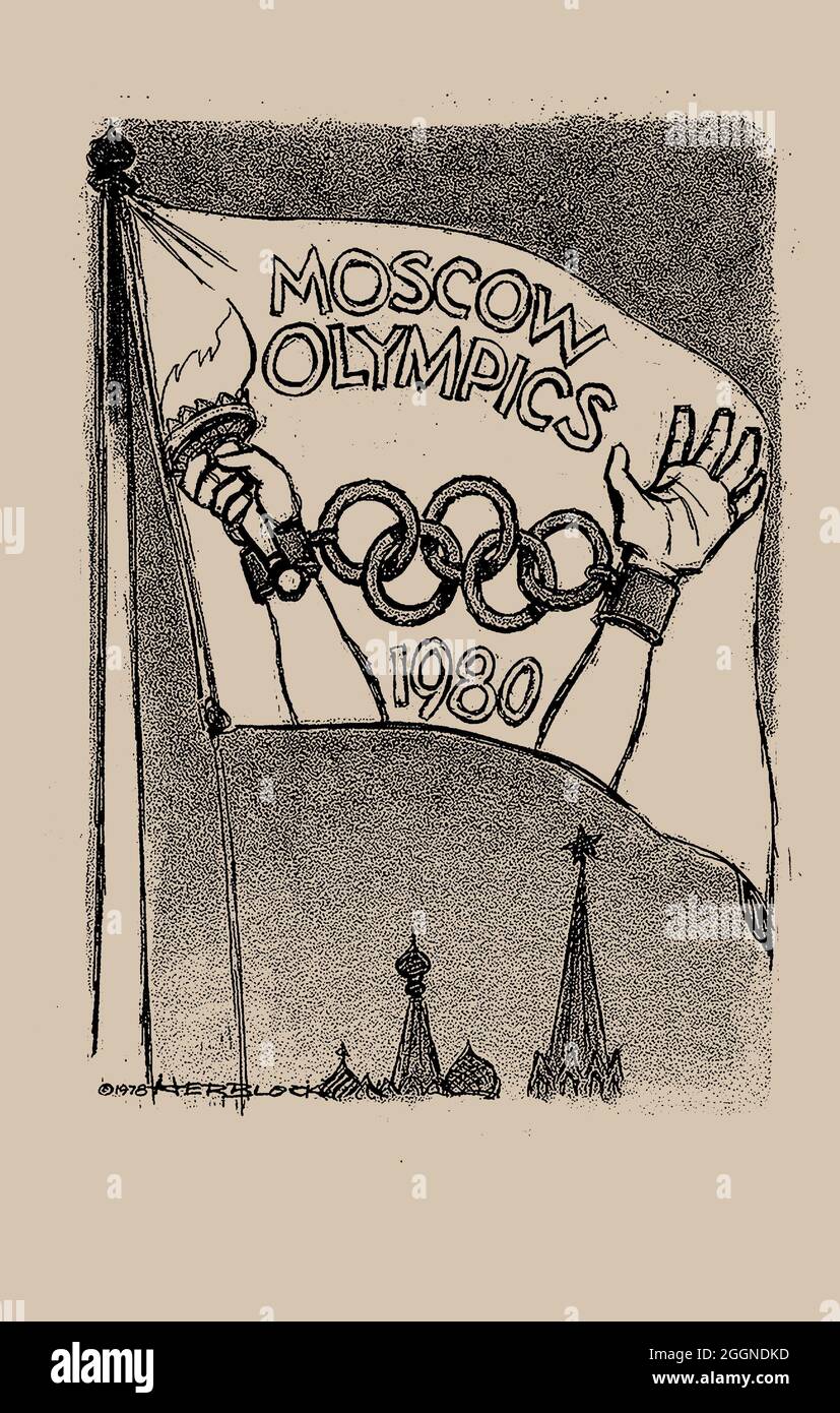 Moscow Olympics 1980. Museum: PRIVATE COLLECTION. Author: Herblock ...