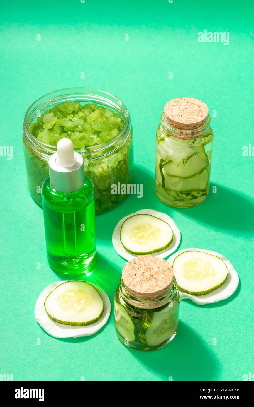 Homemade cucumber cosmetics. Detoxification skin vegetable masks ...