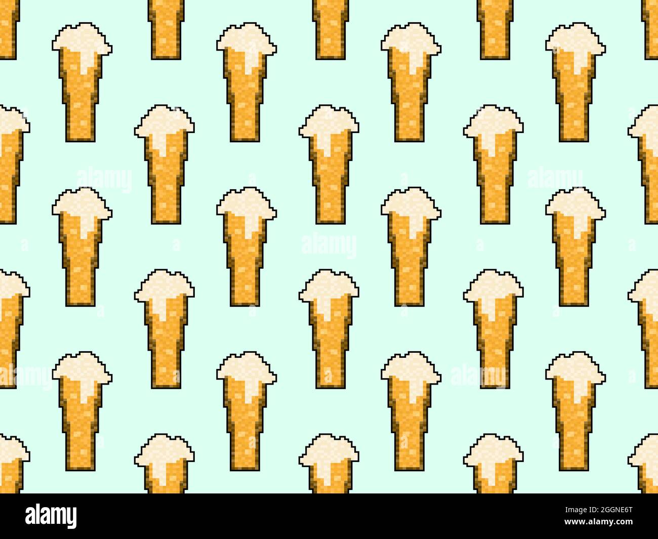 Pixel beer seamless pattern. Glass of beer pixel art. 8 bit mug, pixel ...