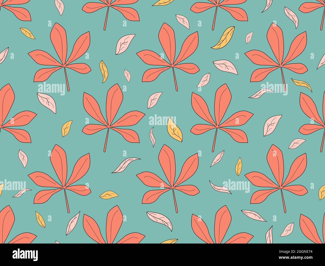 Chestnut leaves seamless pattern. Falling autumn leaves. Design for ...