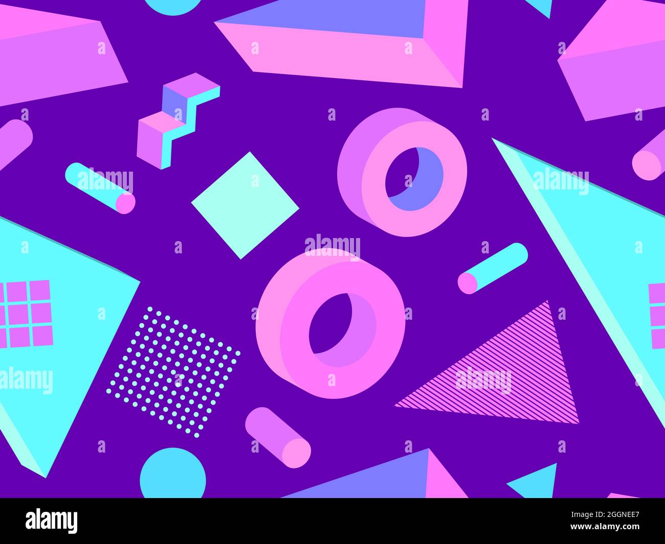 Memphis seamless pattern. Geometric elements memphis in the style of 80 ...