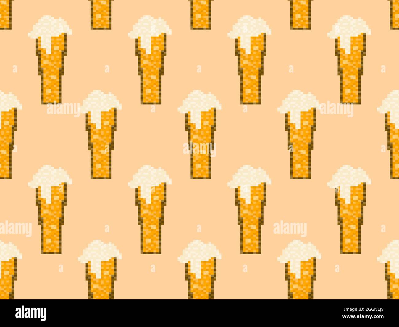 Pixel beer seamless pattern. Glass of beer pixel art. 8 bit mug, pixel ...