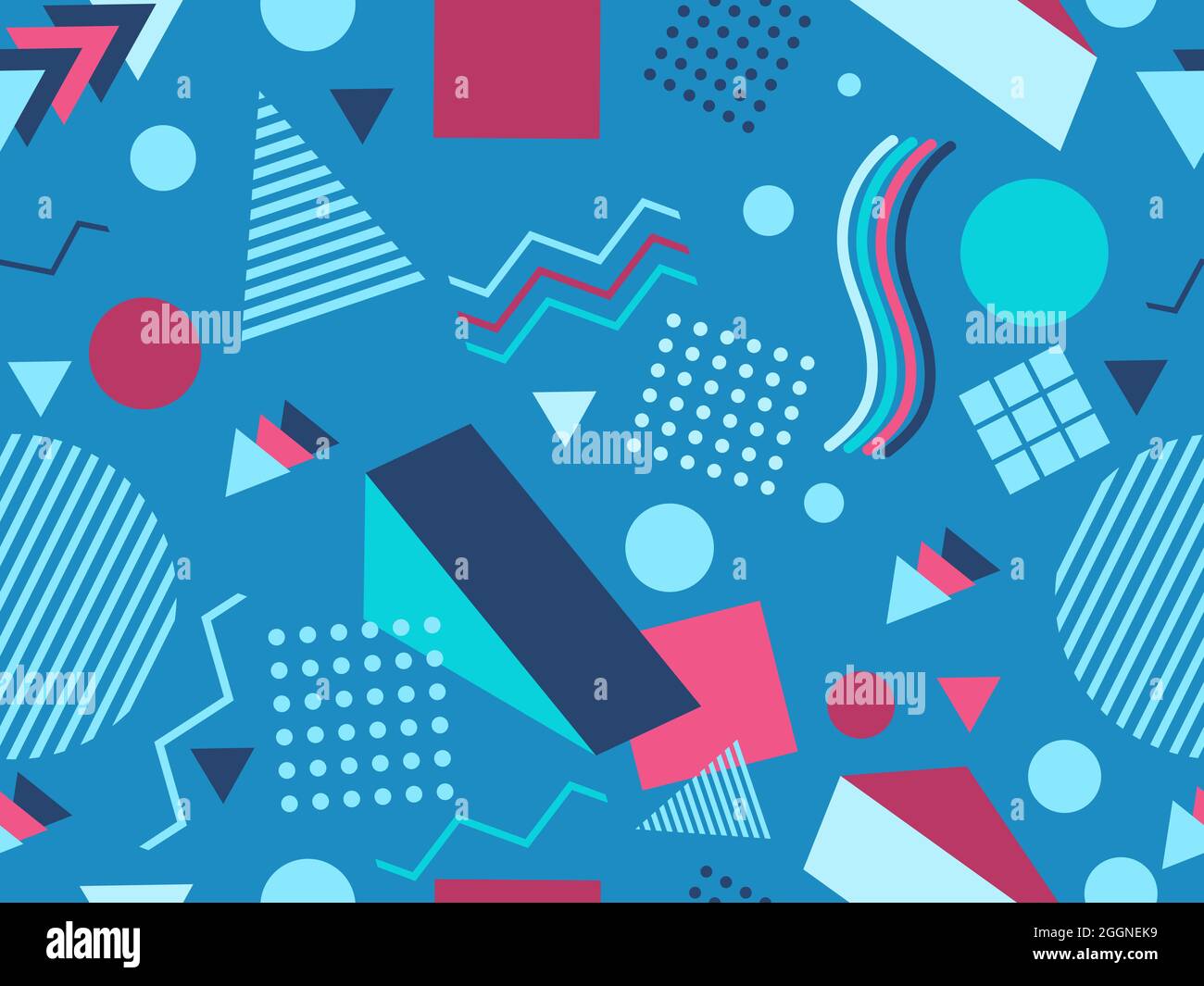 Memphis seamless pattern. Geometric elements memphis in the style of 80 ...