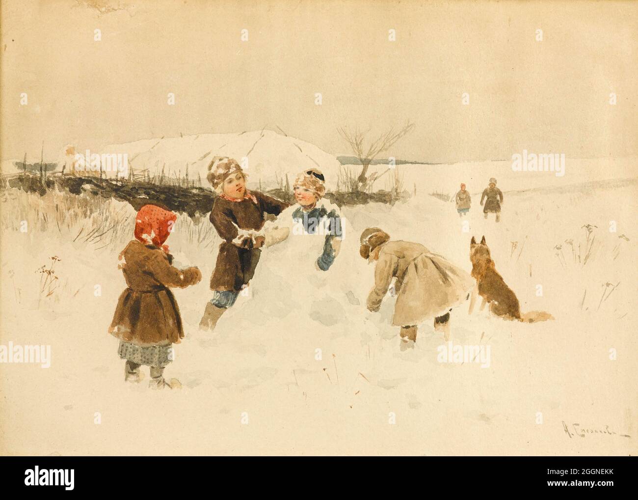 Making a Snowman. Museum: PRIVATE COLLECTION. Author: Alexei ...
