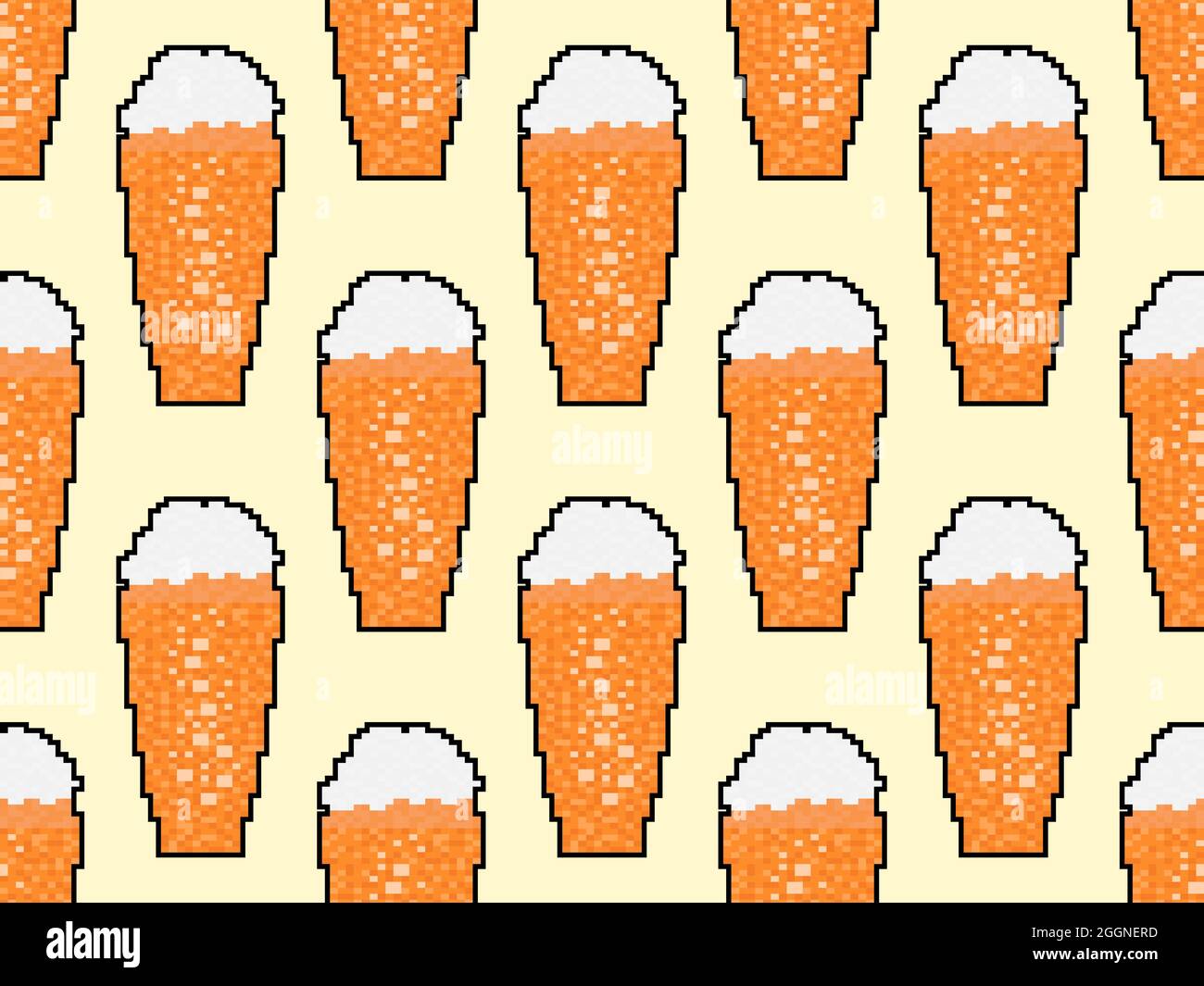 Pixel beer seamless pattern. Glass of beer pixel art. 8 bit mug, pixel ...