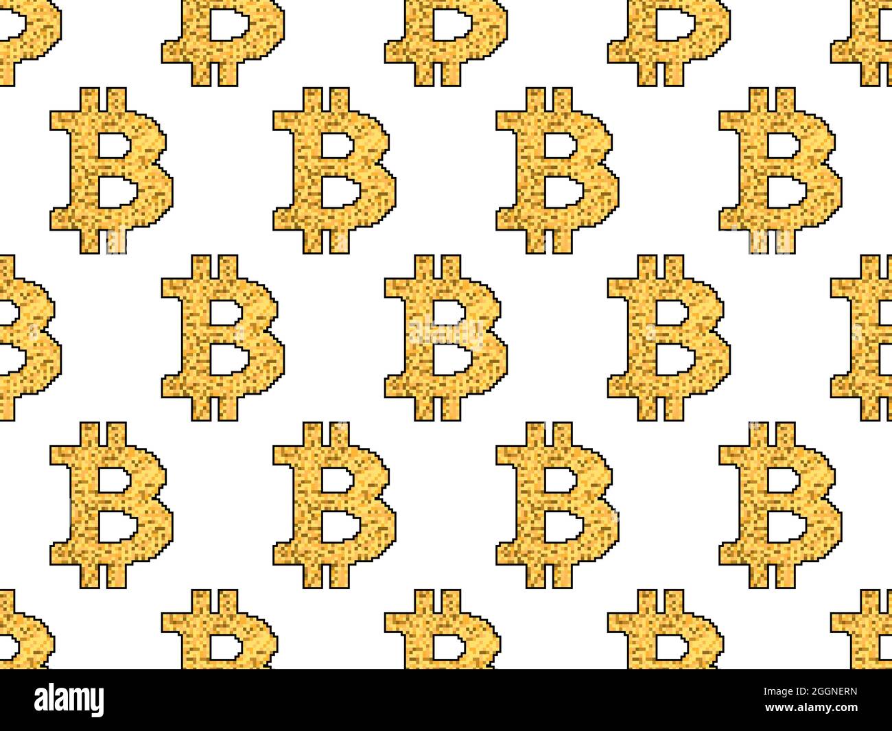 Bitcoin Sign Seamless Pattern In Pixel Art Style 8 Bit Bitcoin Sign