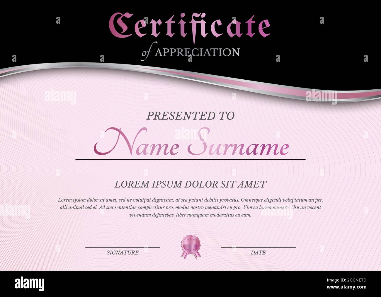 Modern Pink Certificate Diploma Template Stock Vector Image & Art - Alamy