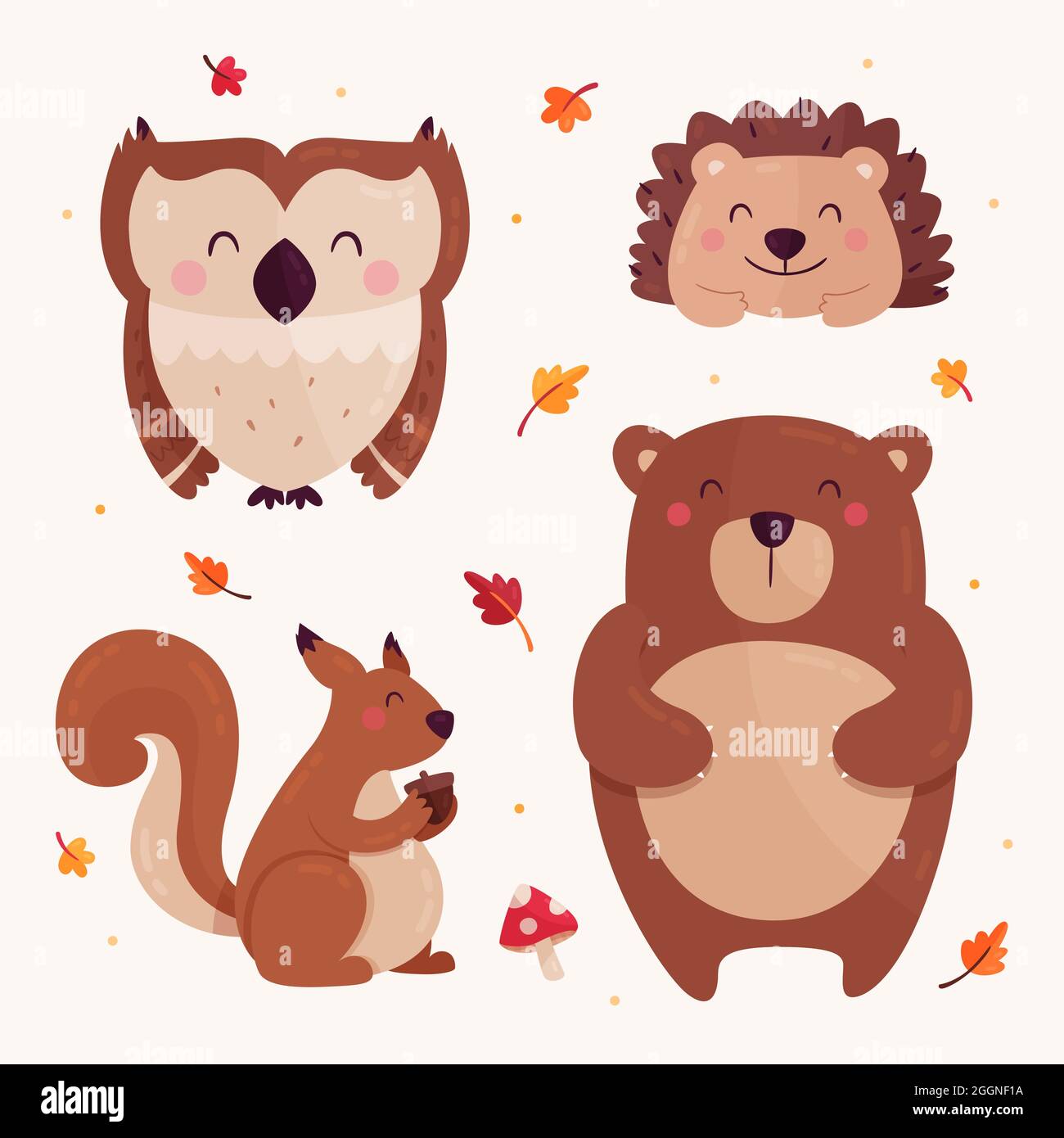 Autumn animals collection Vector illustration Stock Vector Image & Art ...
