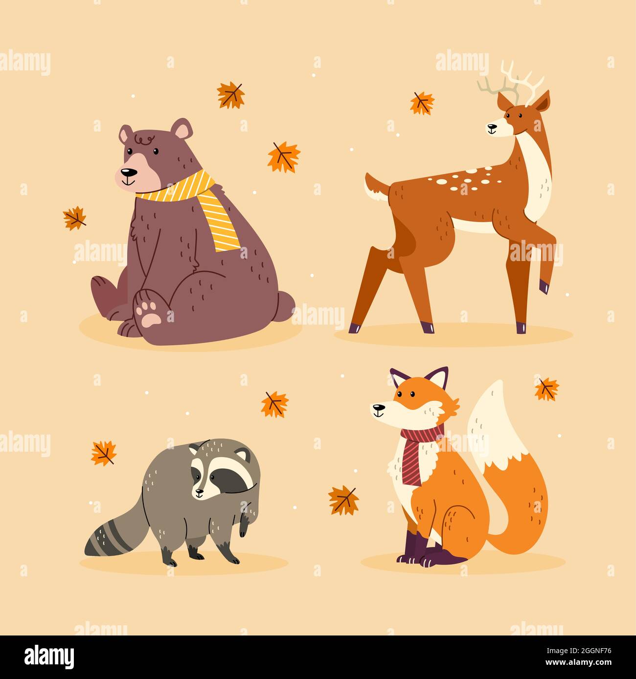 Autumn animals collection Vector illustration Stock Vector Image & Art ...