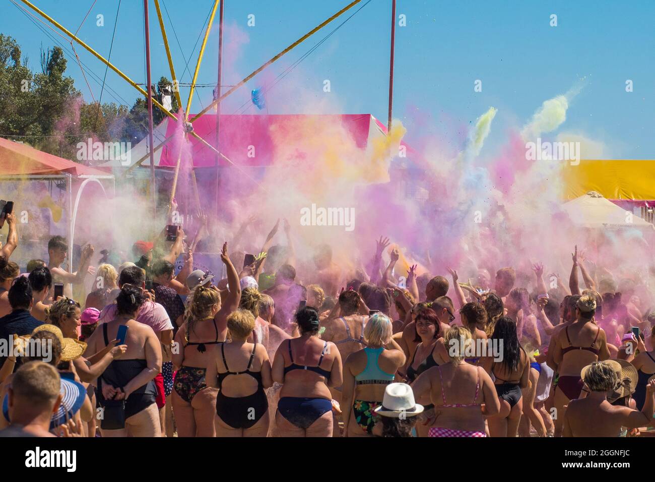 Ukraine, Iron Port - August 24, 2020: A large group of people at a ...