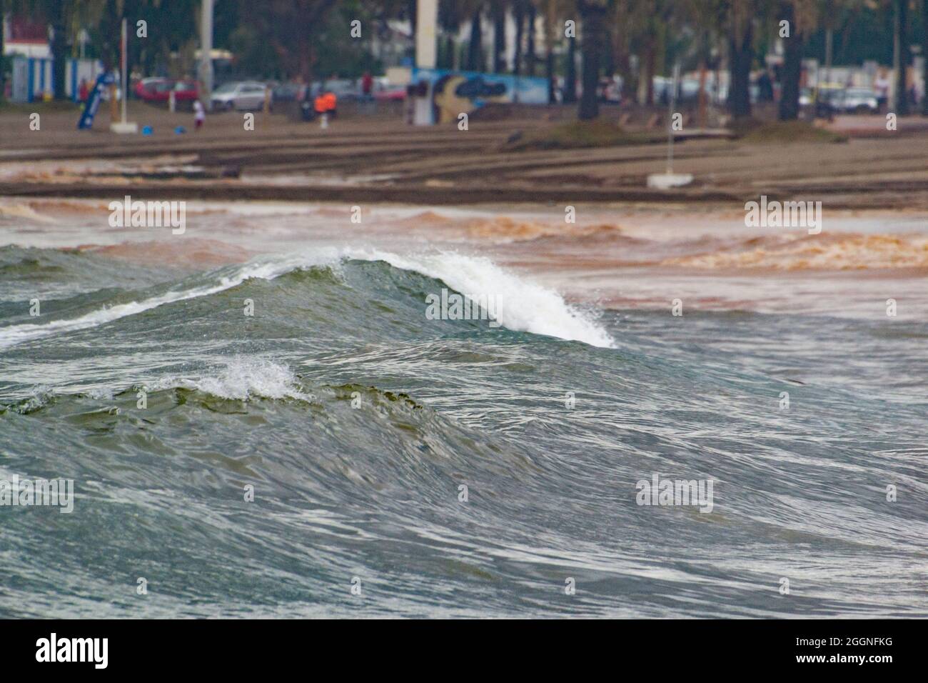 Floods. Flood. Streets, promenades and beach flooded. Rains. Storms ...