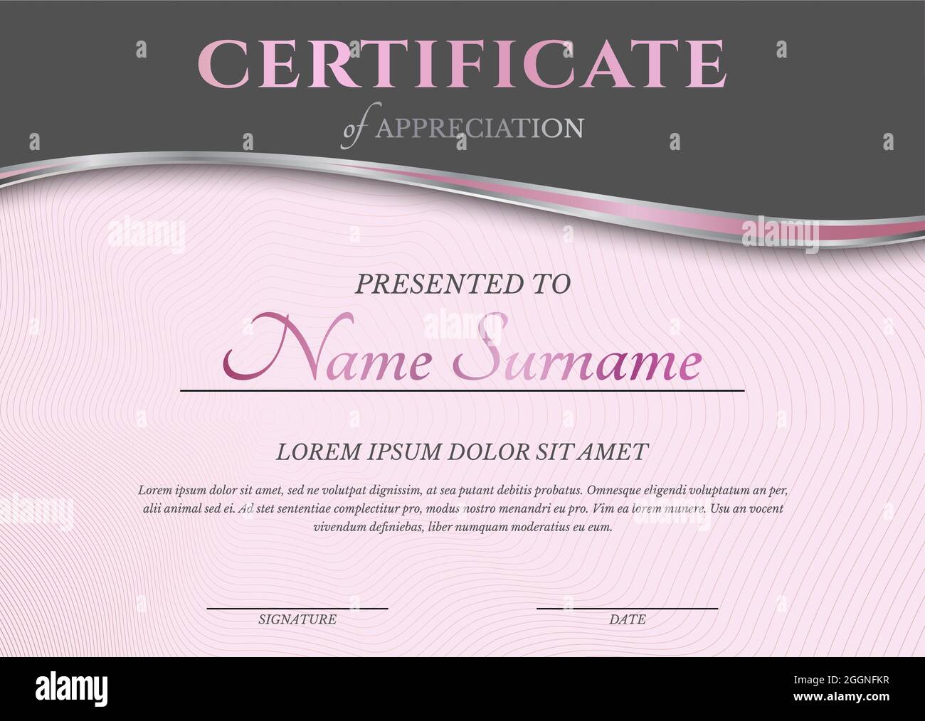Feminine Pink Certificate Diploma Template Stock Vector Image & Art - Alamy