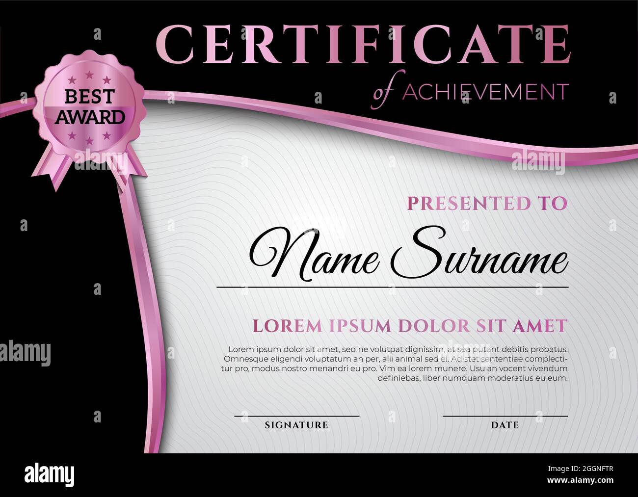 Certificate Diploma Template in Pink Stock Vector Image & Art - Alamy