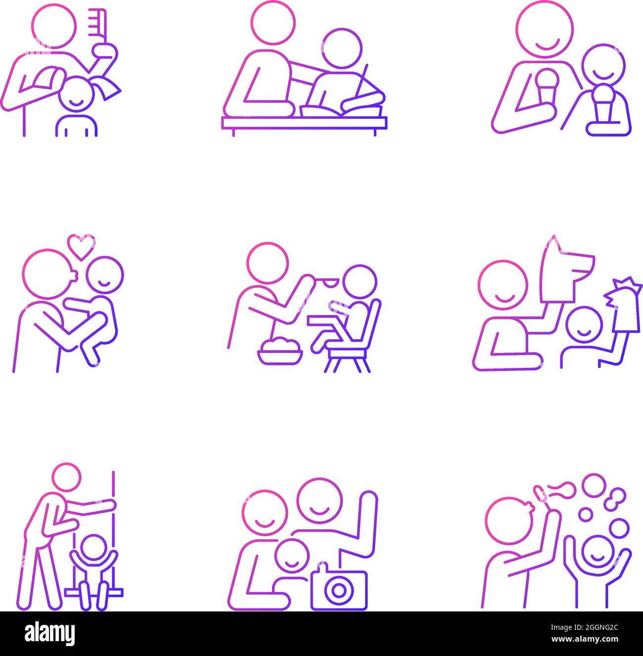 Bonding activity gradient linear vector icons set Stock Vector Image ...