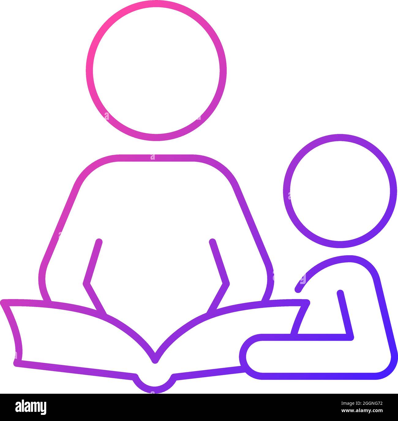Reading book with child gradient linear vector icon Stock Vector Image ...