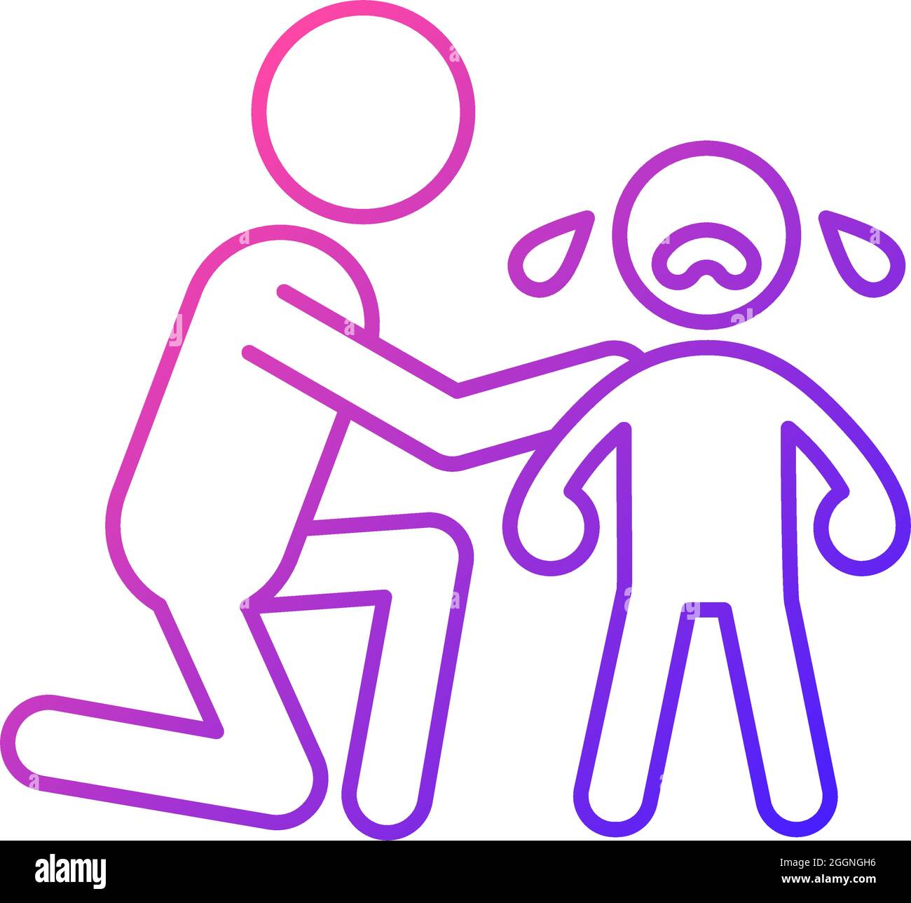 Comforting crying child gradient linear vector icon Stock Vector Image ...