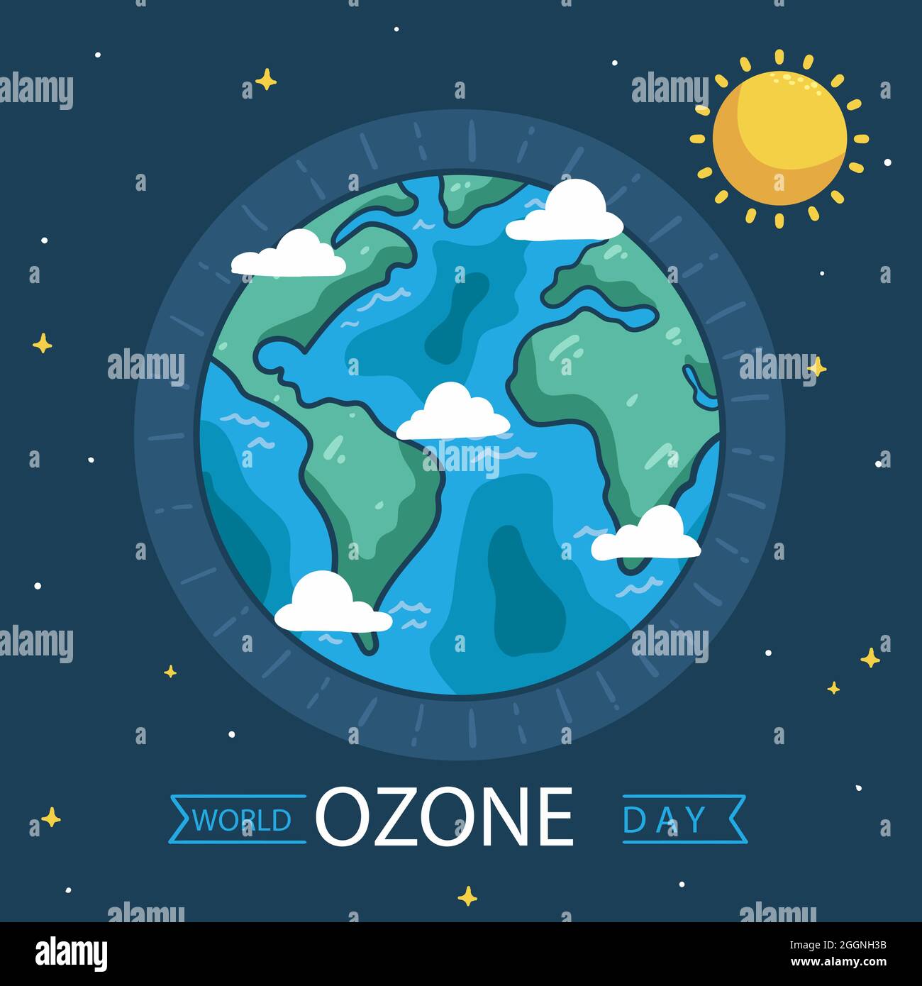 Hand drawn world ozone day illustration Vector illustration Stock ...