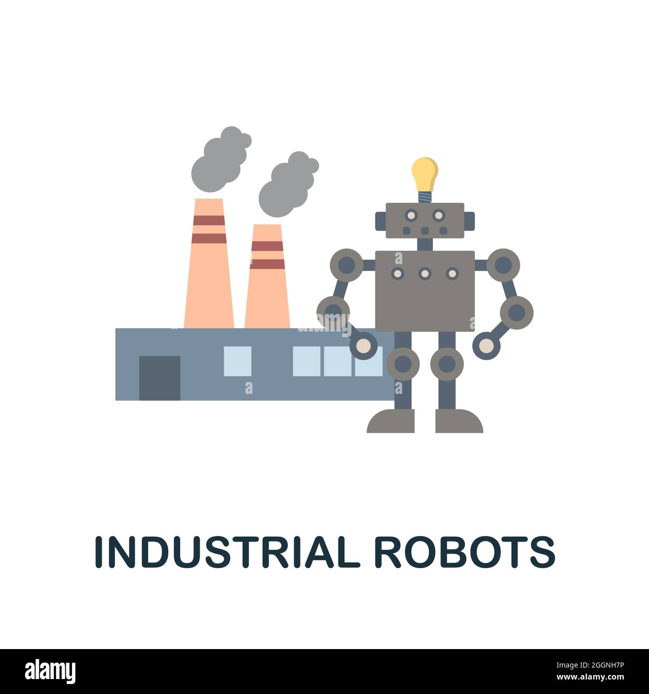 Industrial Robots flat icon. Colored sign from robotics engineering ...
