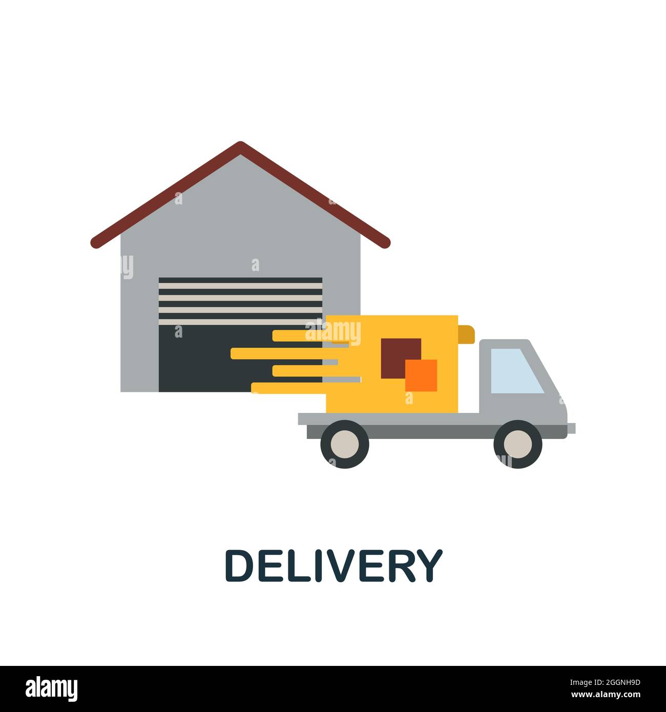 Delivery flat icon. Colored sign from small business collection ...