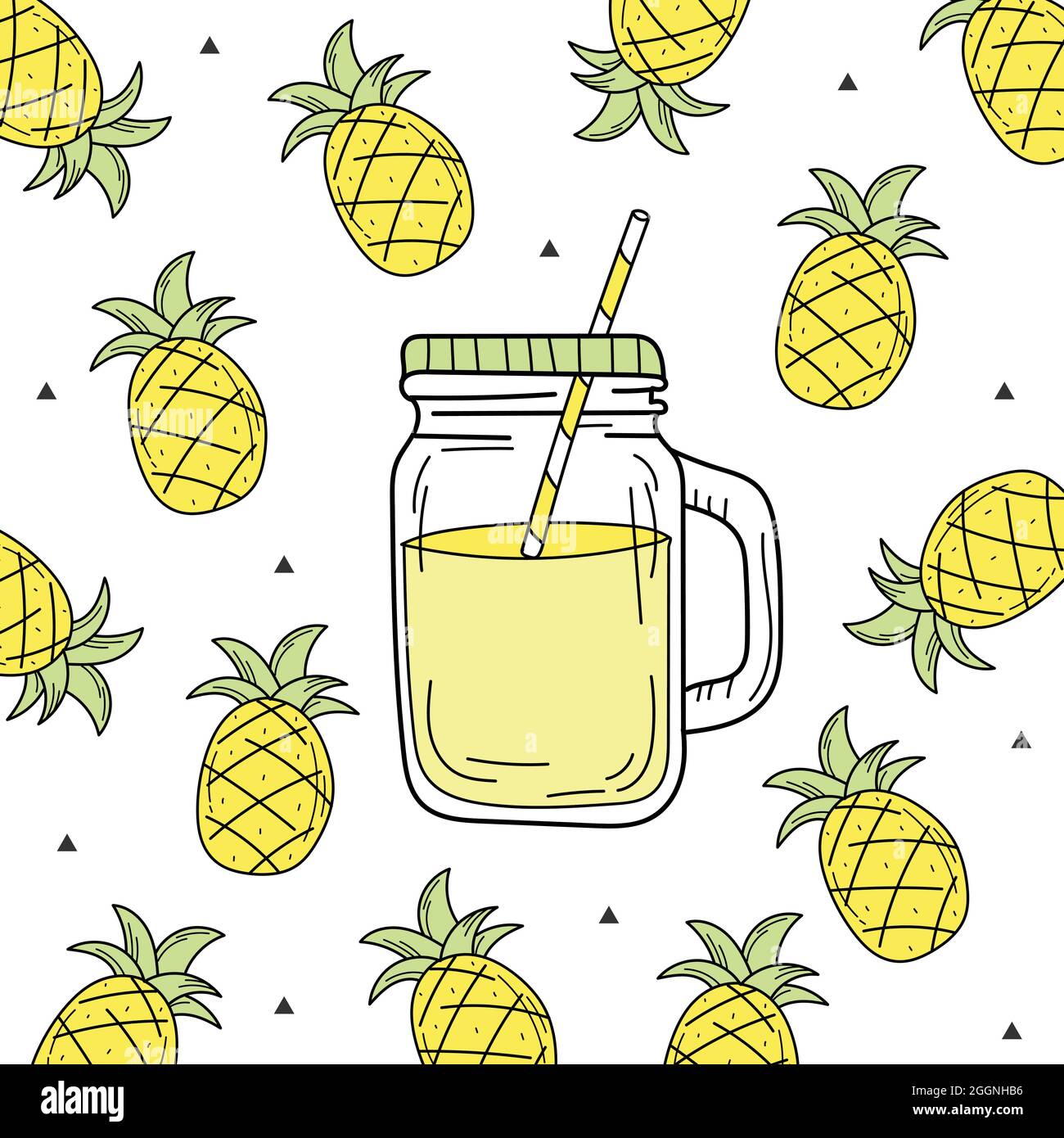 Hand drawn watermelon lemonade in a glass jar. Vector on white ...