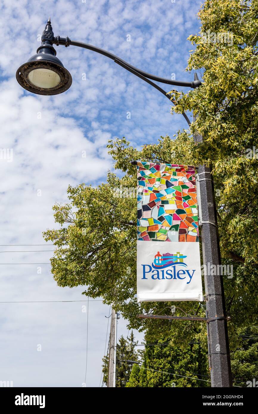 Paisley Advertising Lamp Post Flag Sign Ontario Colourful Municipal ...