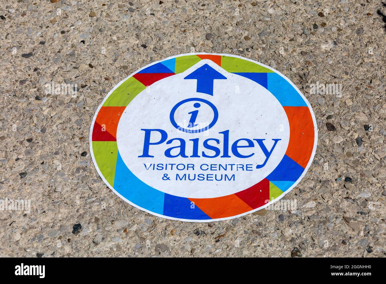 The Paisley Visitor Centre And Museum Sign On The Pavement Sidewalk ...