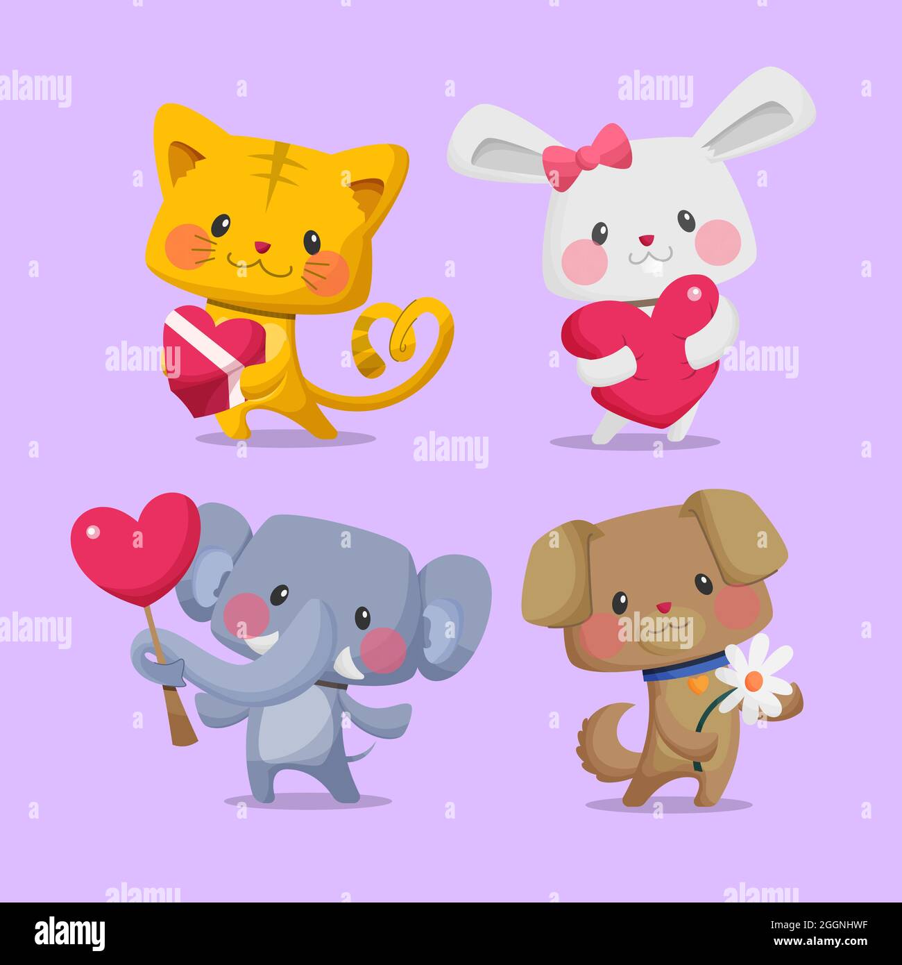 Flat animal characters collection Vector illustration Stock Vector ...