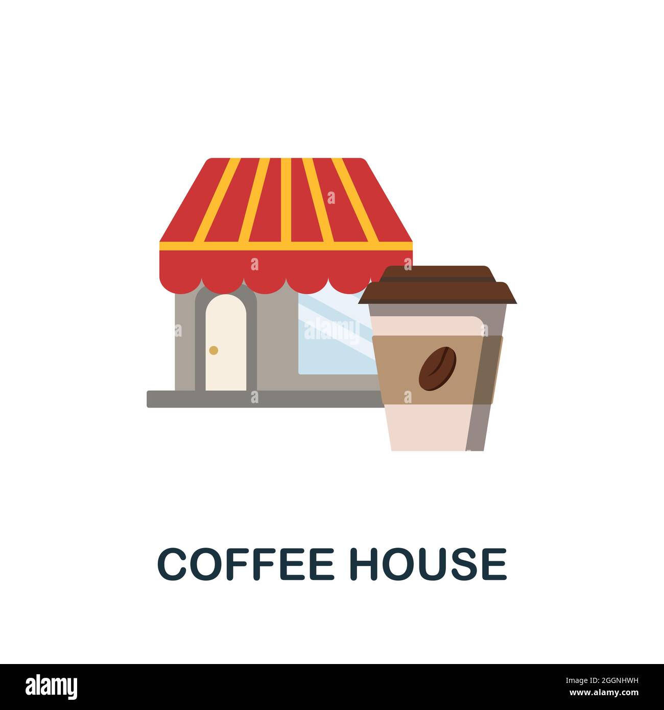 Coffee House flat icon. Colored sign from small business collection ...