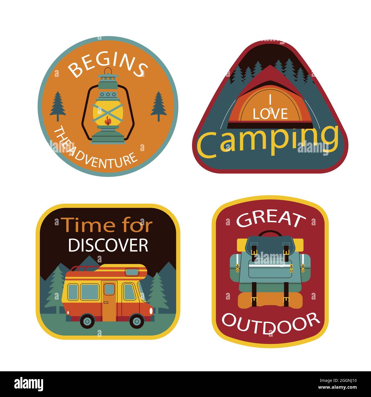 Flat adventure badges set Vector illustration Stock Vector Image & Art ...