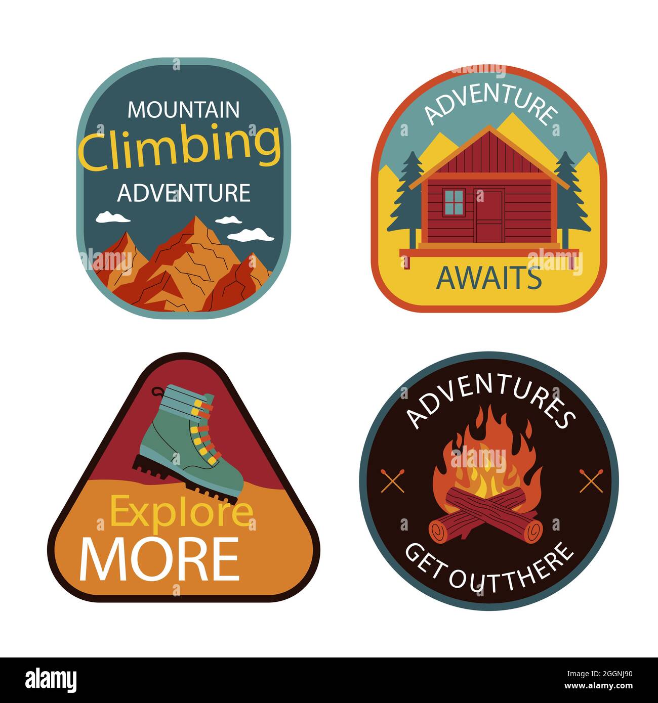 Flat adventure badges set Vector illustration Stock Vector Image & Art ...