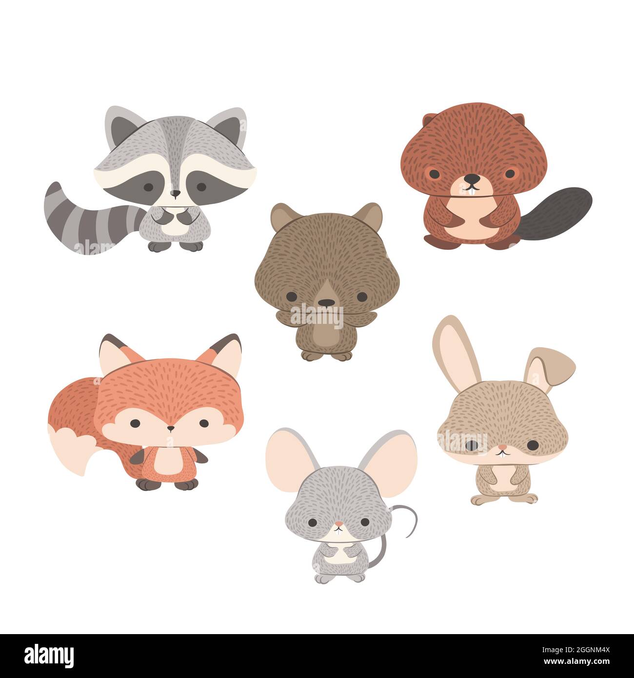 Hand drawn autumn animals collection Vector illustration Stock Vector ...