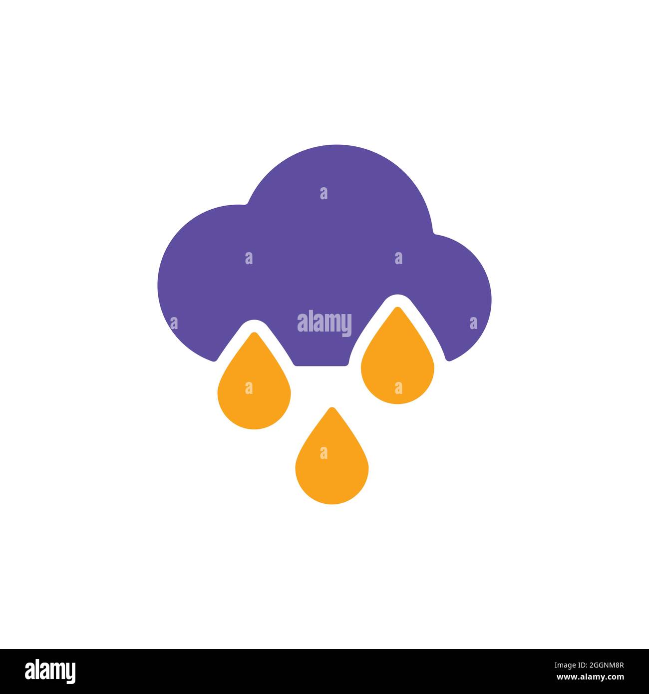 Raincloud with raindrops vector glyph icon. Meteorology sign. Graph ...