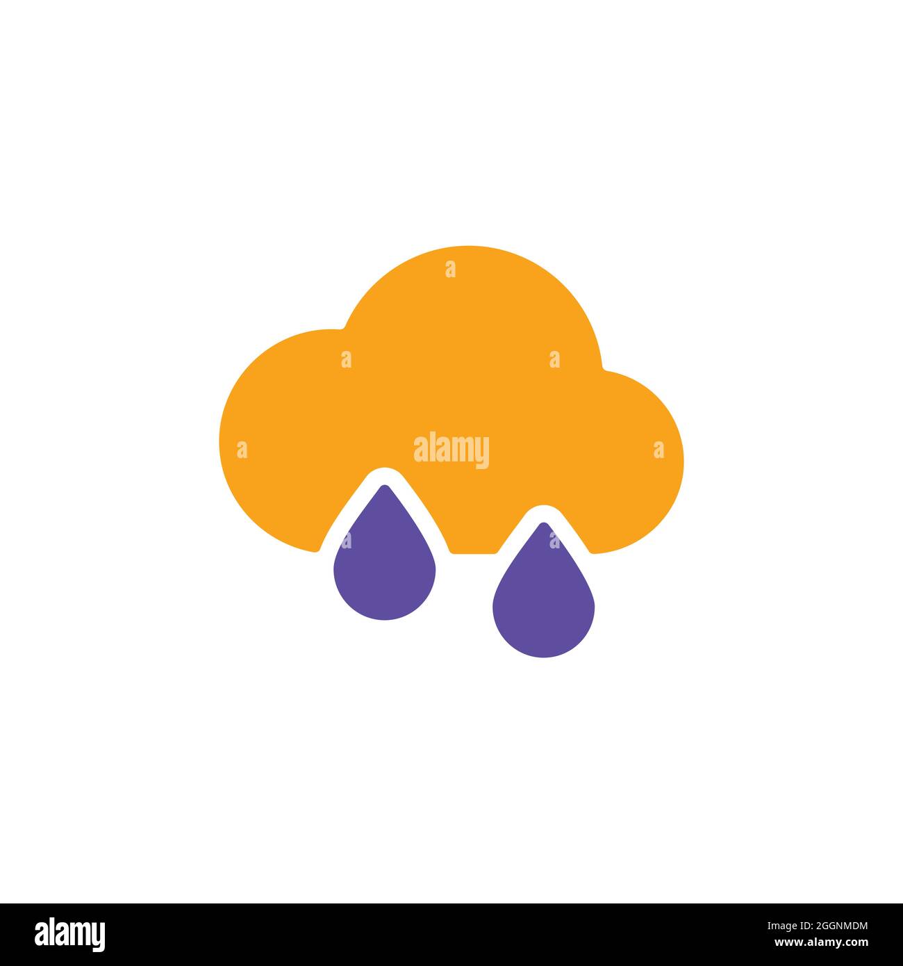 Raincloud with raindrops vector glyph icon. Meteorology sign. Graph ...