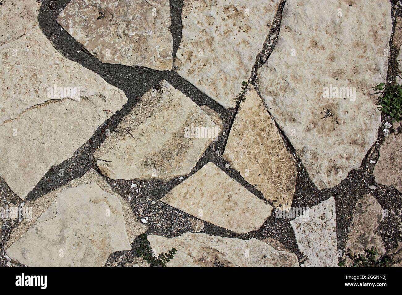 Random Patton natural limestone walkway in the bright summer sun Stock ...