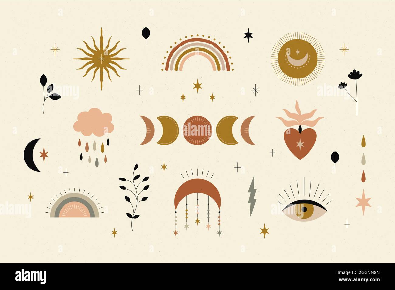 Hand drawn boho elements collection Vector illustration Stock Vector ...