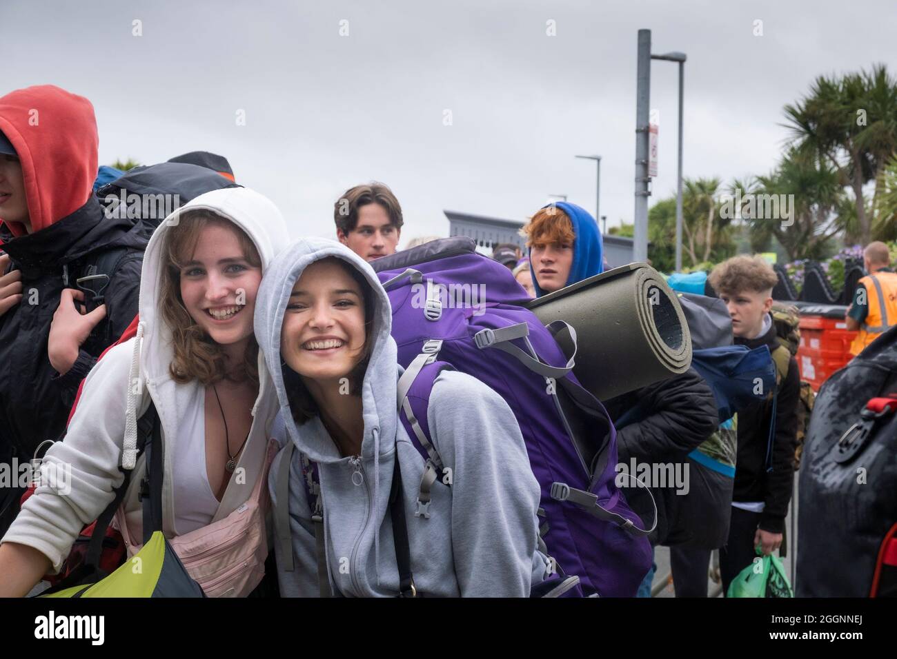Excited young girls arriving at Newquay Train Station for the ...