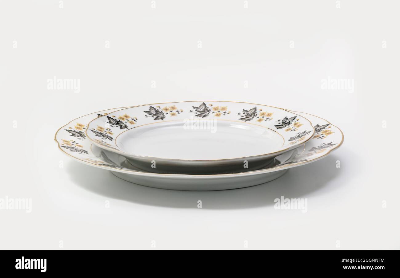Luxury Vintage Porcelain tableware - Large and Small Plates on white ...