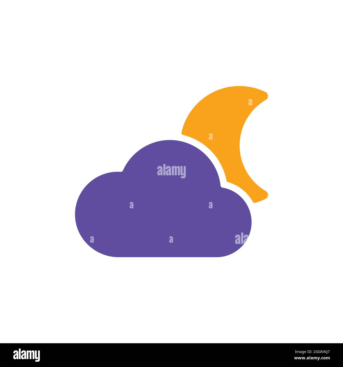 Moon and clouds vector glyph icon. Meteorology sign. Graph symbol for ...