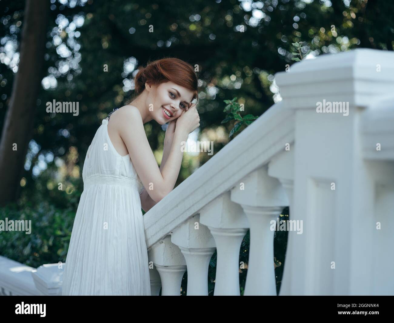 pretty woman in white dress greece princess mythology vacation Stock ...