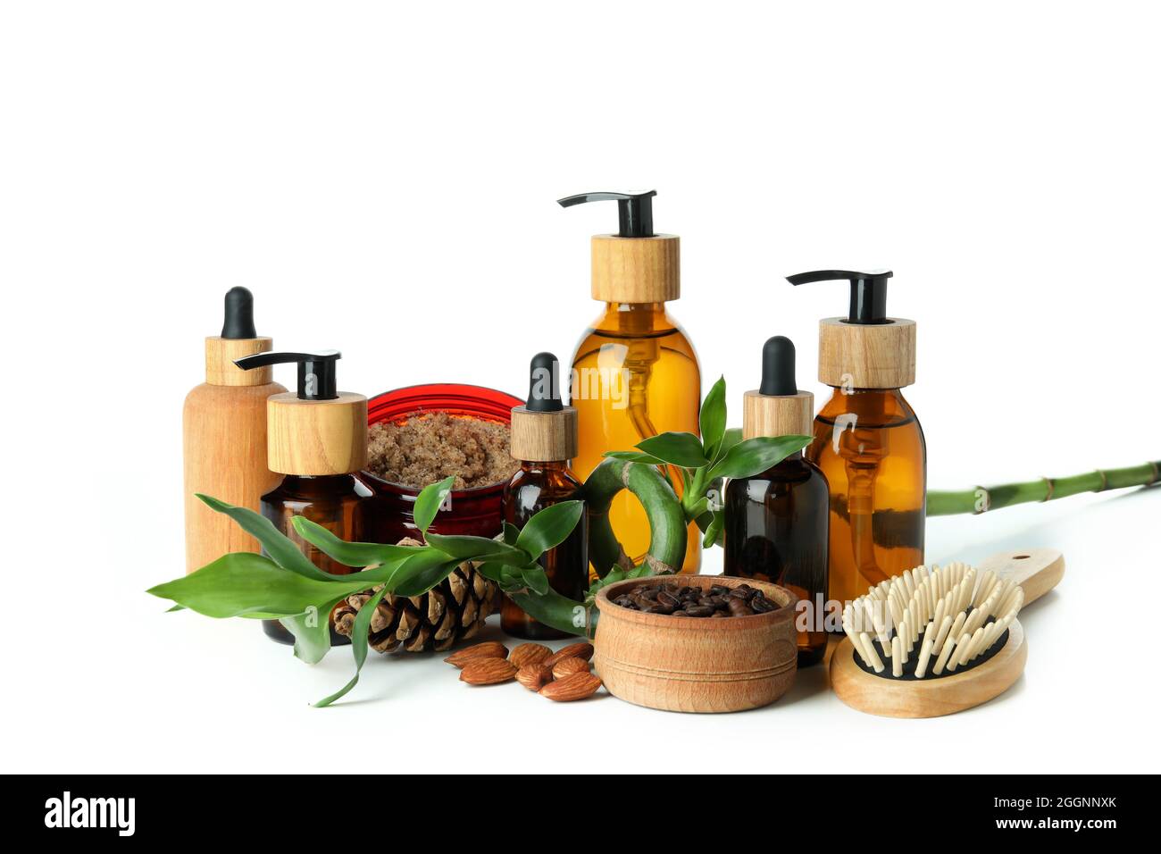 Natural spa cosmetics isolated on white background Stock Photo - Alamy